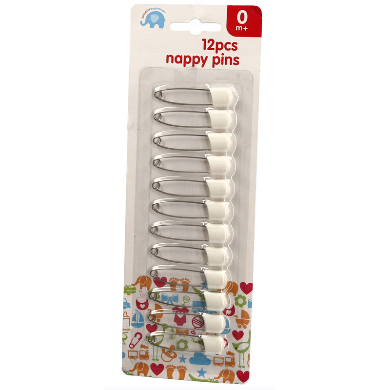 12Pcs White Nappy Pins | Padgett Bros (A to Z)